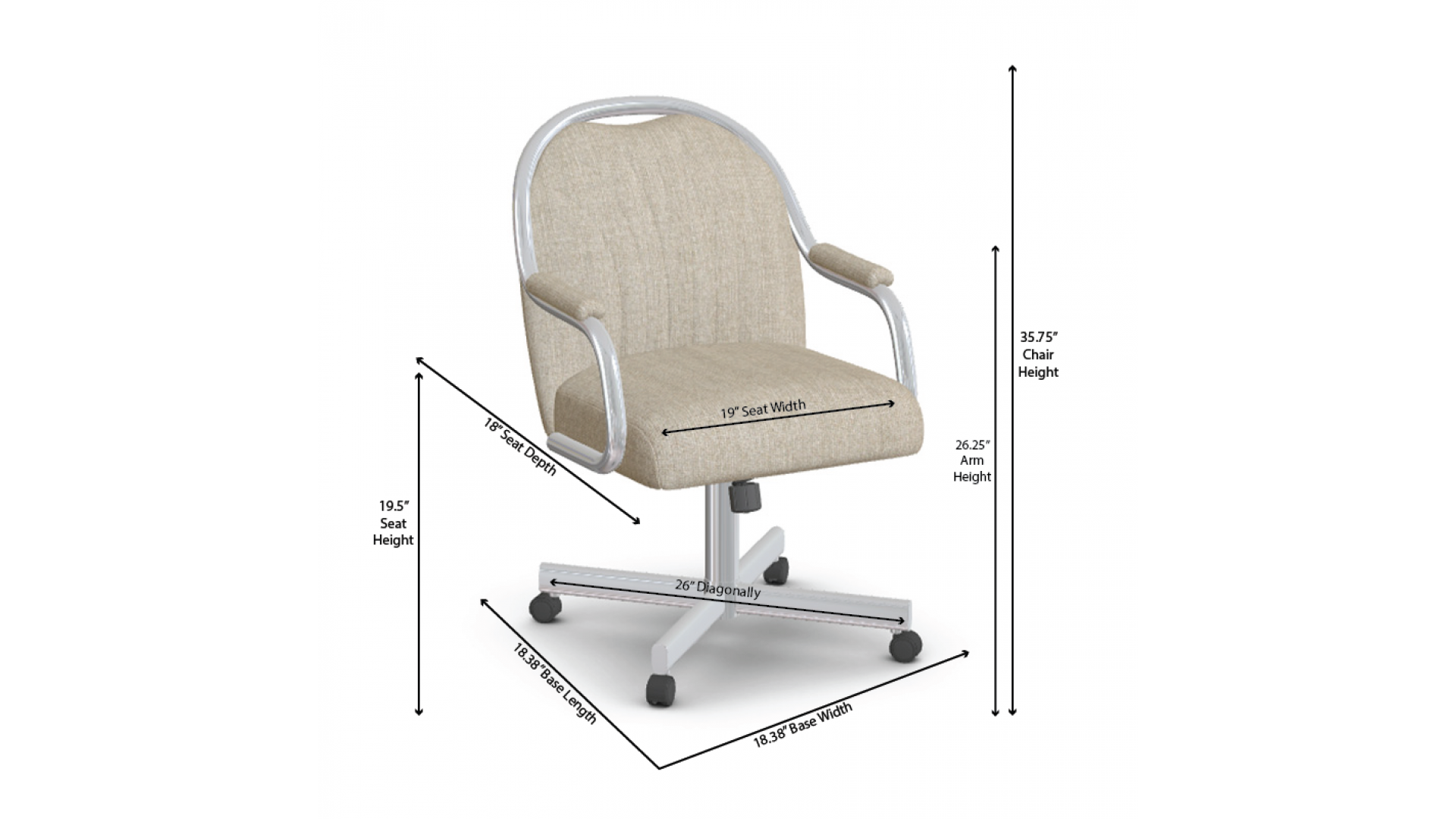 Chromcraft Bridges Collection KM189-KP01 Swivel Tilt Caster Casual Din ...